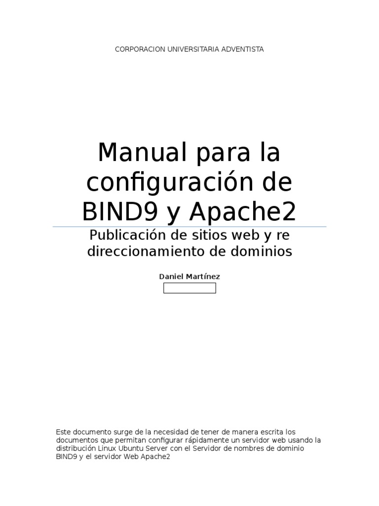 Manual WEB BIND9 + APACHE2 | PDF | Servidor HTTP Apache | sistema de nombres de dominio