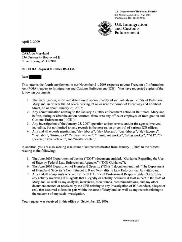 CASA FOIA Request About 7-Eleven Raid - Fourth Supplemental Response ...