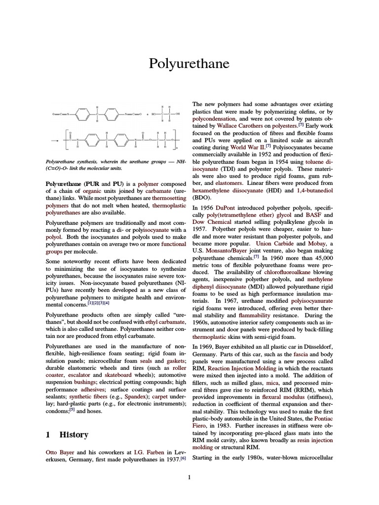 History and Chemistry of Polyurethane | PDF | Home & Garden | Science ...
