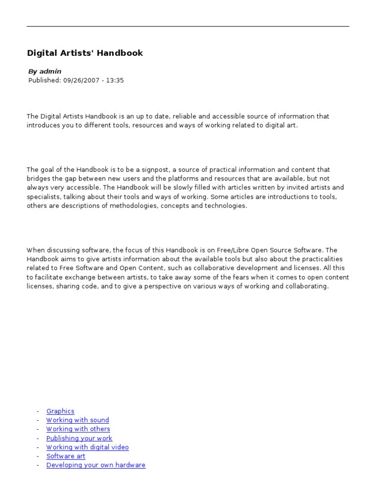 Digital Artists' Handbook | PDF | Java (Programming Language) | 3 D ...