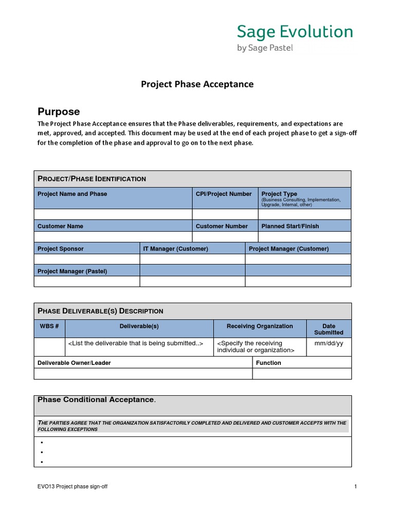 Project Phase Sign-Off | PDF