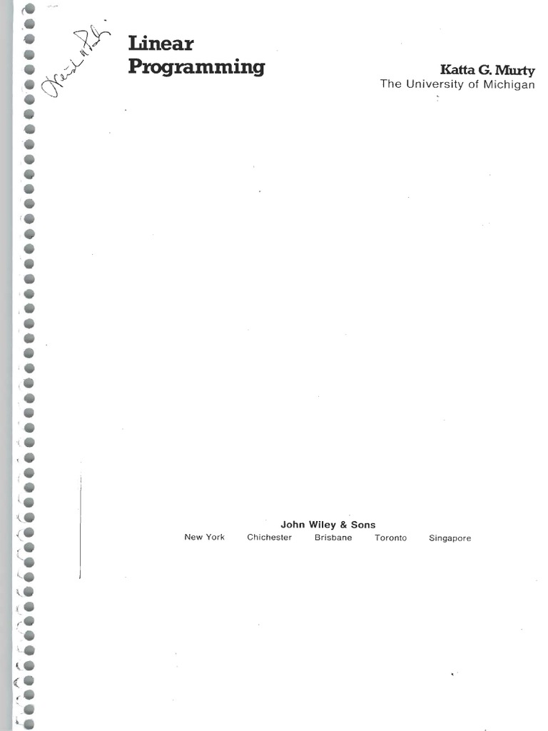 Katta Murty - Linear Programming | PDF