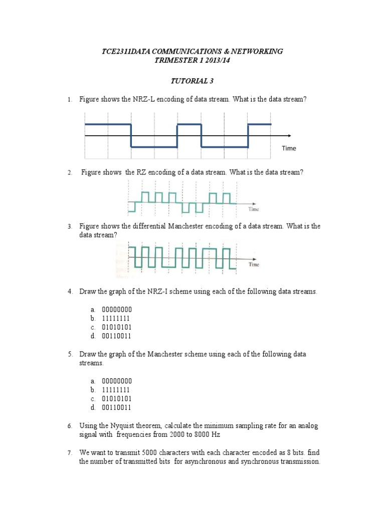 Tce2311Data Communications & Networking TRIMESTER 1 2013/14 Tutorial 3 ...