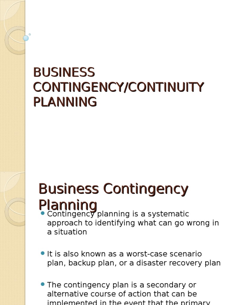 Business Contingency Planning Guide | PDF | Computing | Disaster And ...