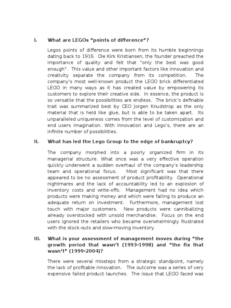LEGO Case Study | PDF | Outsourcing | Inventory