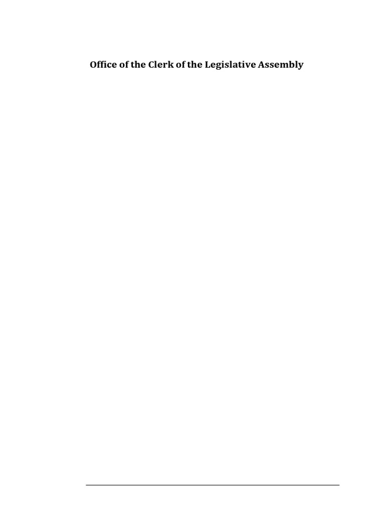 Office of The Clerk of The Legislative Assembly | PDF