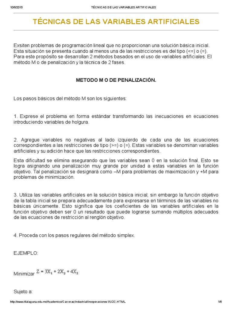 Técnicas de Las Variables Artificiales | PDF | Análisis | Objetos matemáticos