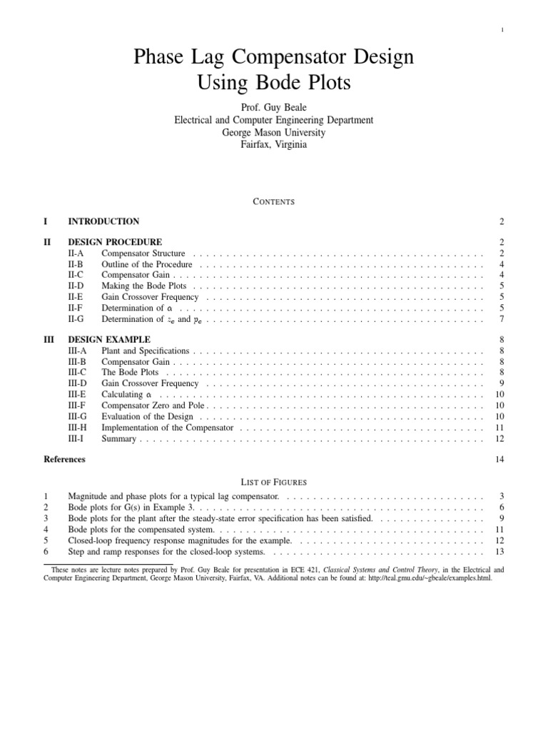 Phase Lag Compensator Design Using Bode Plots - Comp - Freq - Lag | PDF | Bandwidth (Signal ...