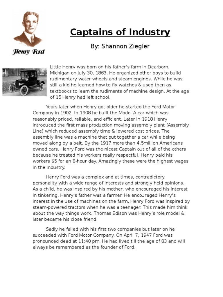 Henry Ford: Innovator of the Assembly Line | PDF | History | Lifestyle