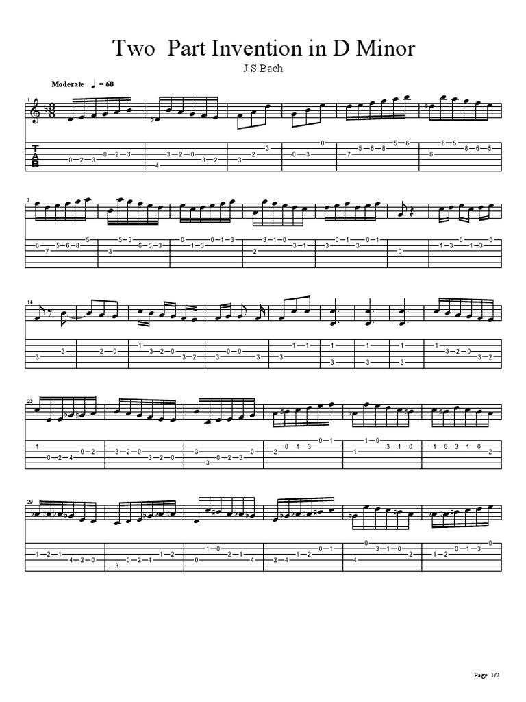 Johann Sebastian Bach - 2 Part Invention in D Minor | PDF