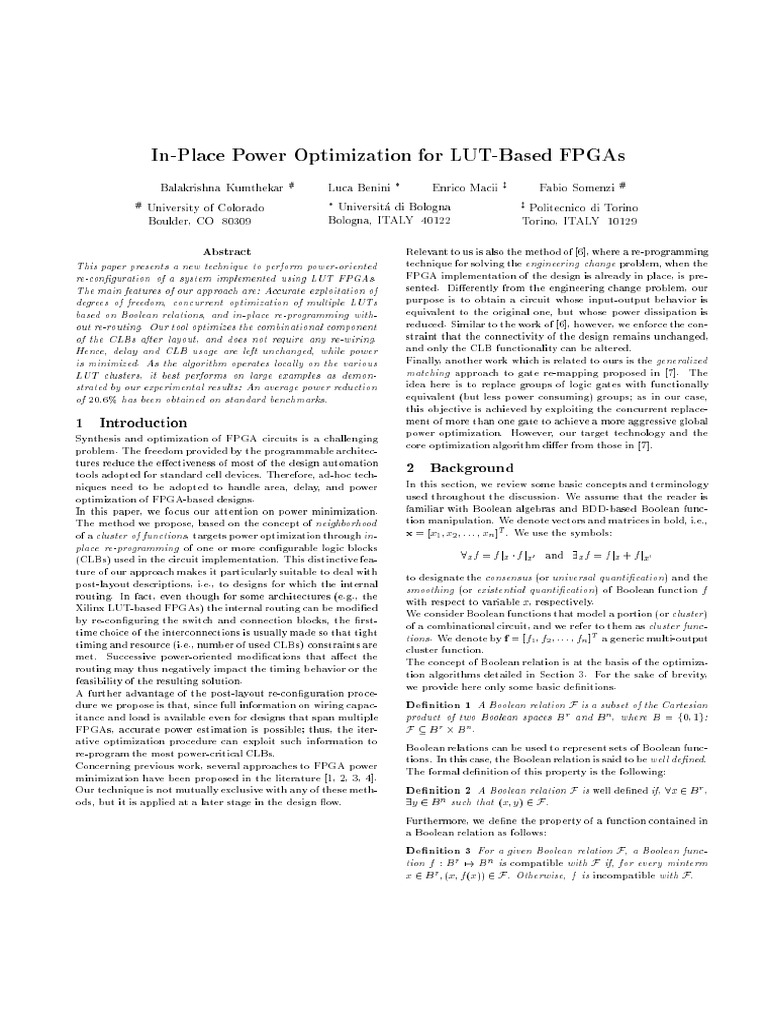 FPGA Power Optimization Guide | PDF | Field Programmable Gate Array | Boolean Algebra