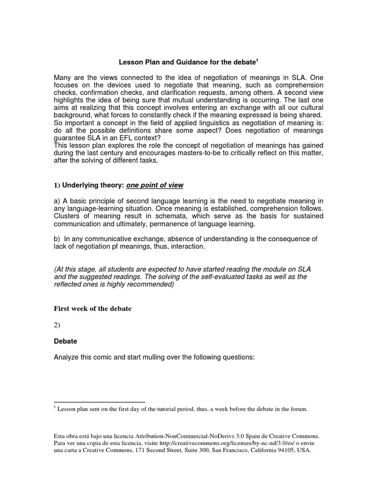 Lesson Plan and Guidance For The Debate SLA | PDF | Second Language ...