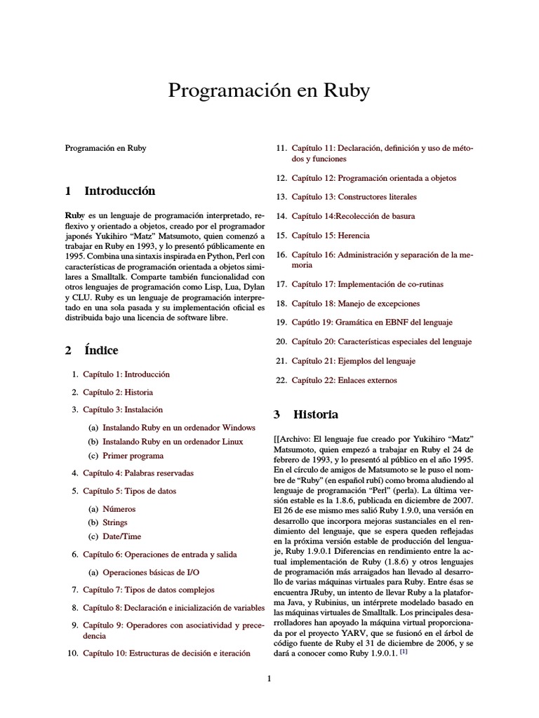 Programación en Ruby | PDF | Ruby (lenguaje de programación) | Objeto (informática)
