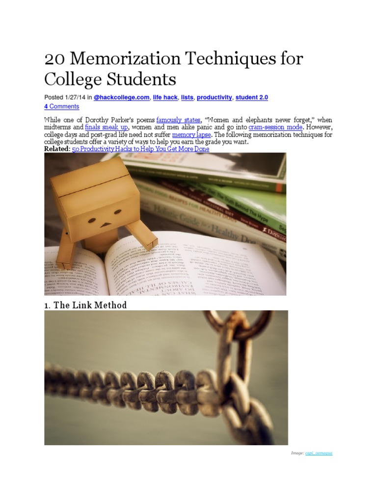 20 Effective Memorization Techniques for College Students to Improve Retention and Academic ...