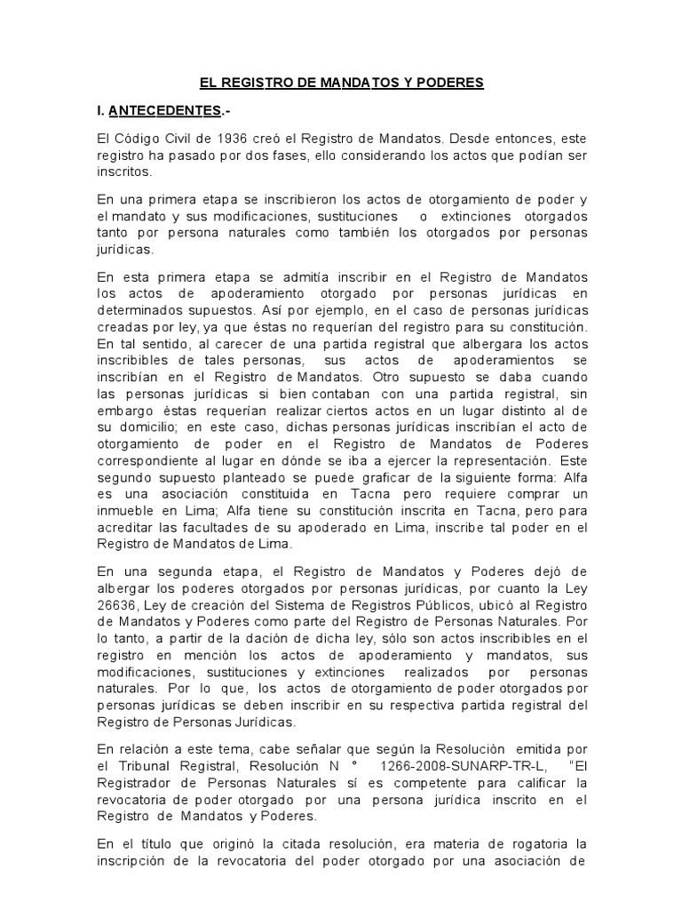 Reg. Mandatos y Poderes | PDF | Personalidad legal | Cónsul (representante)