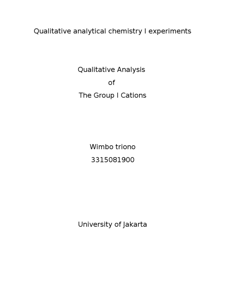Quantitative Analytical Chemistry I Experiments Pdf Precipitation