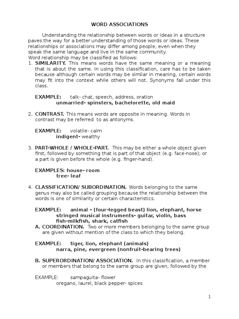 Word Associations | Linguistic Typology | Grammar
