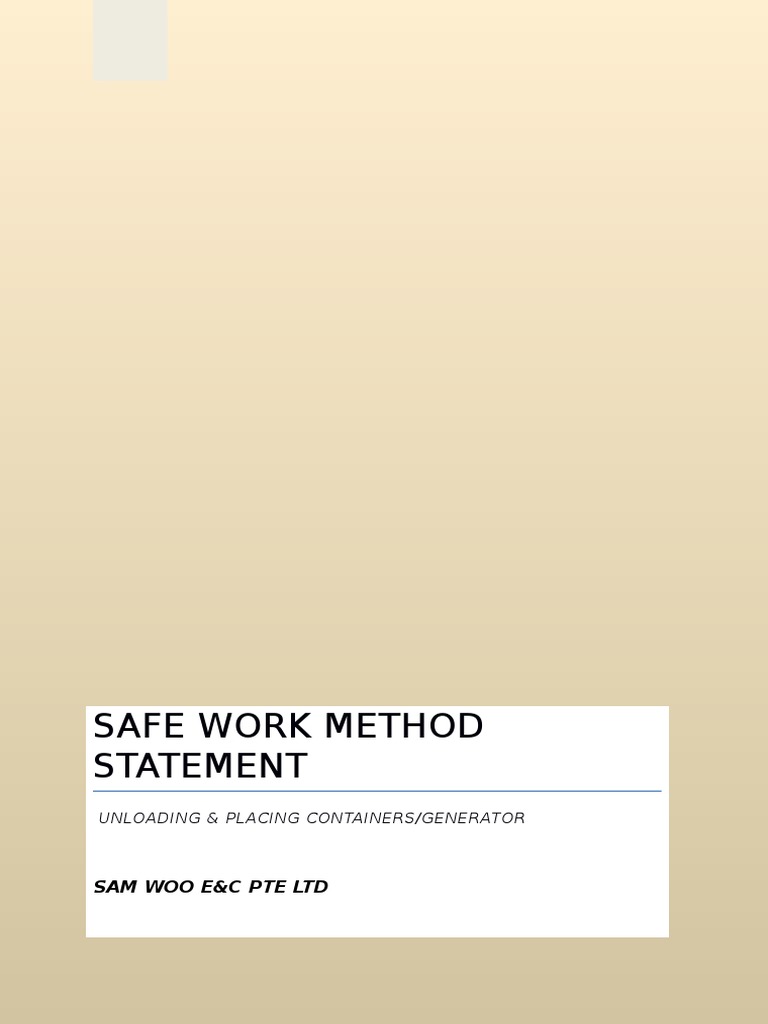 Safe Work Method Statement for Unloading and Placing Containers and ...