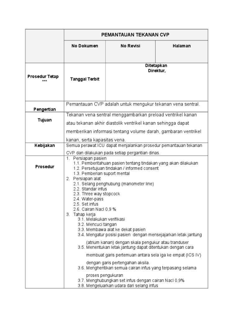 Sop Pemantauan CVP | PDF