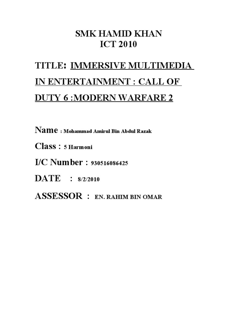 Multimedia in Call of Duty Series | PDF | Video Game Development | Weaponry