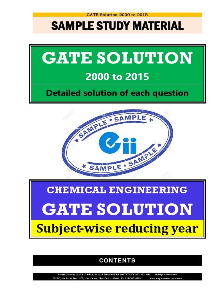 GATE Chemical Engineering Solution 2000-2015 | PDF | Mole (Unit ...