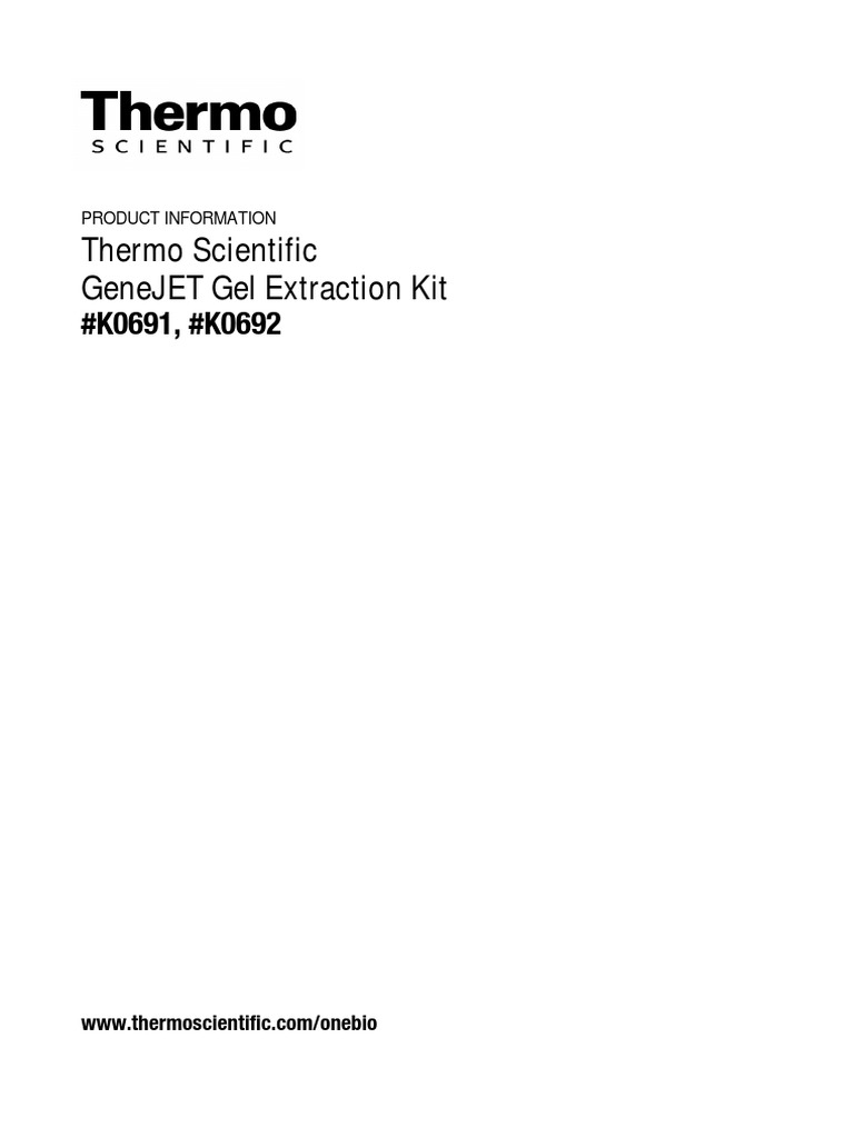 GeneJET Gel Extraction Kit | PDF | Agarose Gel Electrophoresis | Gel ...