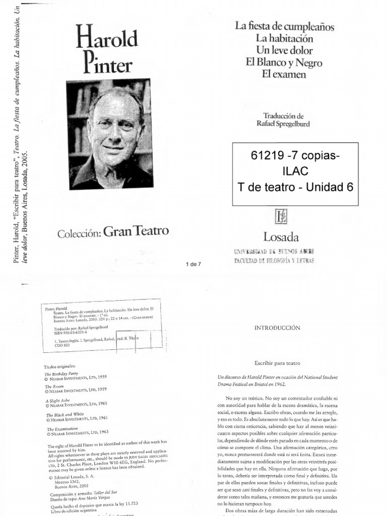 Harold Pinter | PDF | Teatro