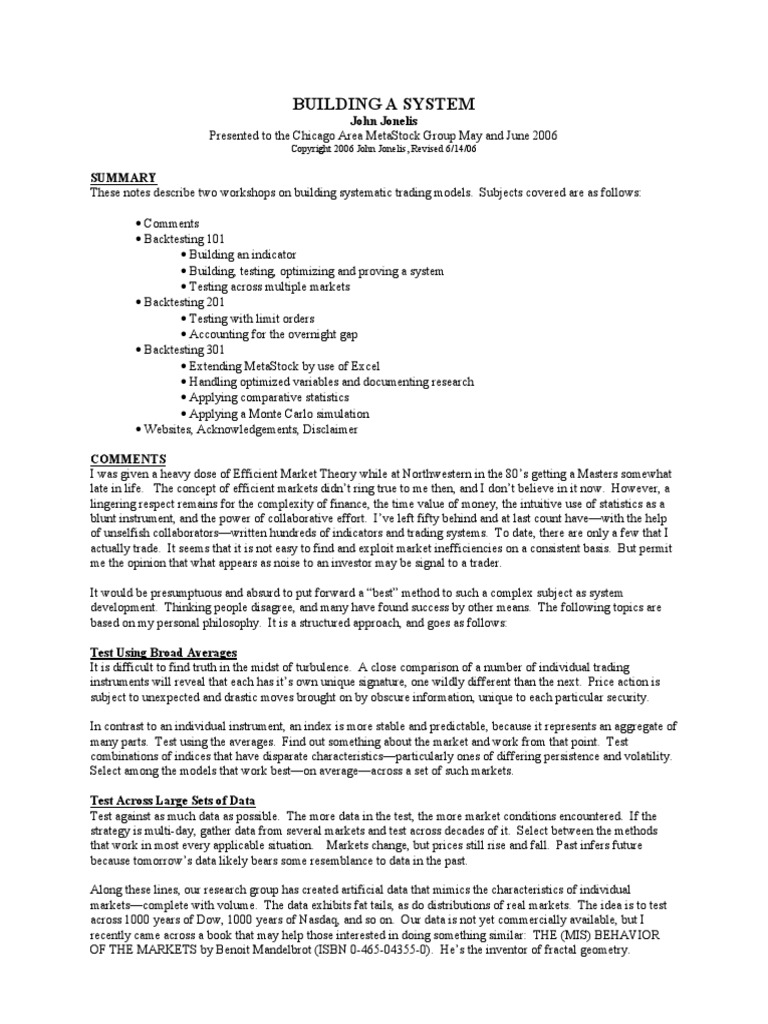 Building A System | PDF | Futures Contract | Margin (Finance)