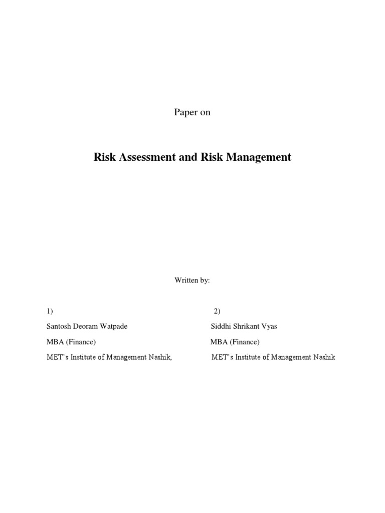 Paper On Risk Management | PDF | Risk | Market Liquidity