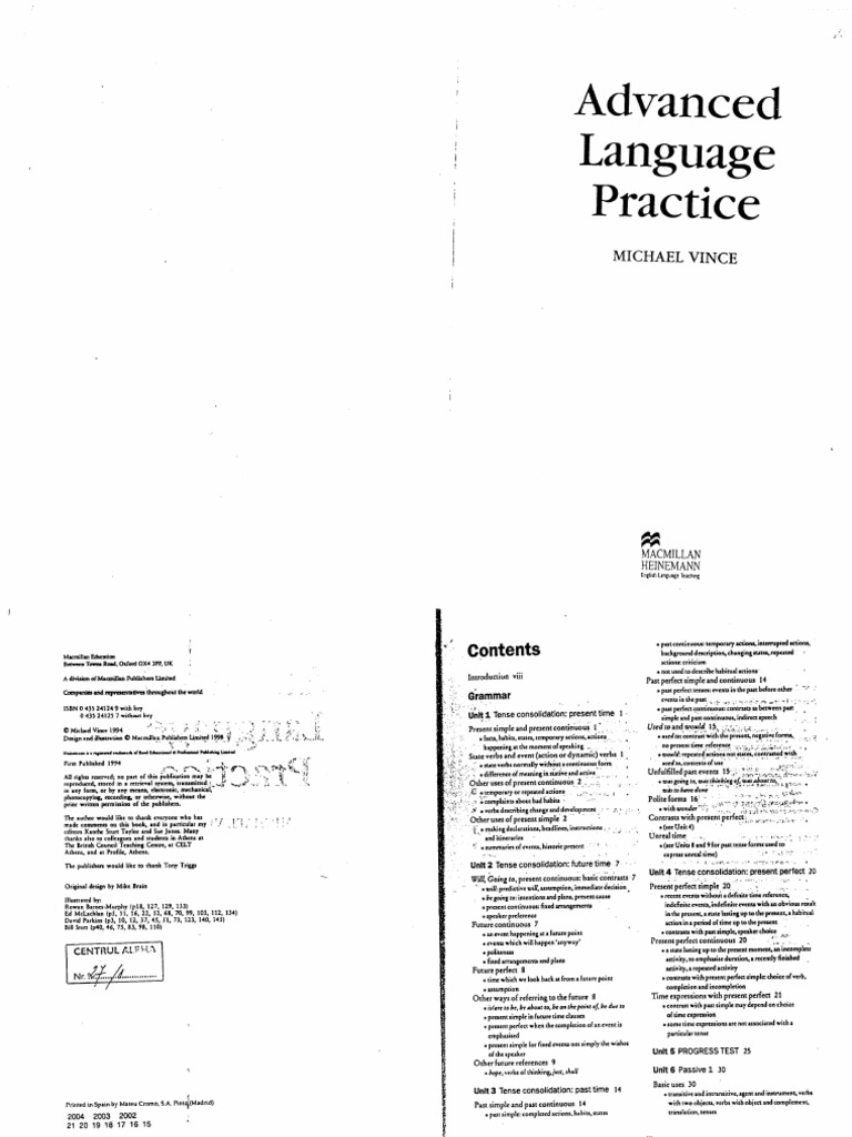 Advanced Language Practice Vince | PDF