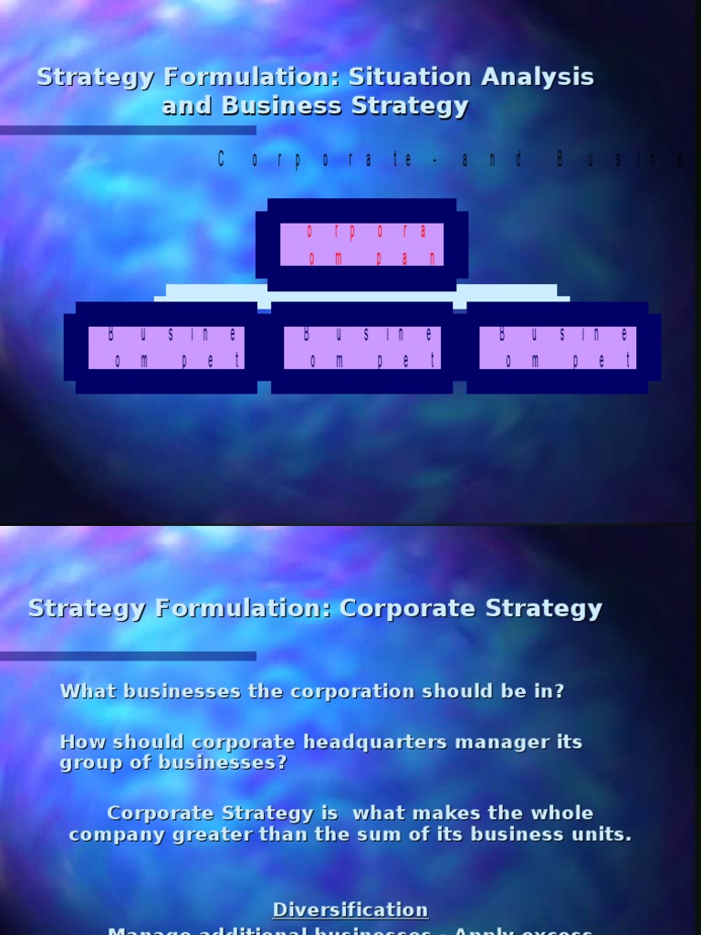 Strategy Formulation: Situation Analysis and Business Strategy | PDF ...