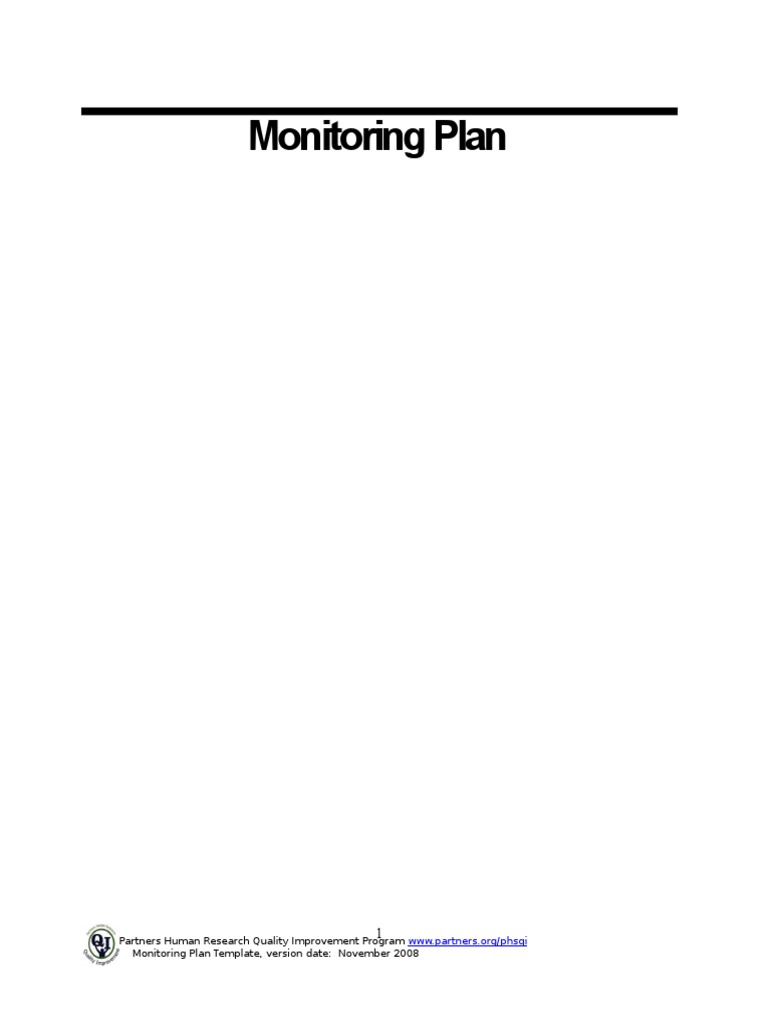Monitoring Plan Template | PDF | Institutional Review Board | Food And ...