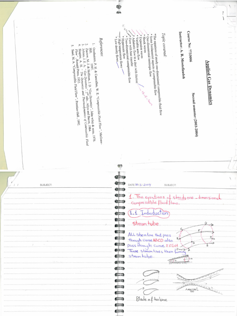 Gas Dynamics - Notebook | PDF