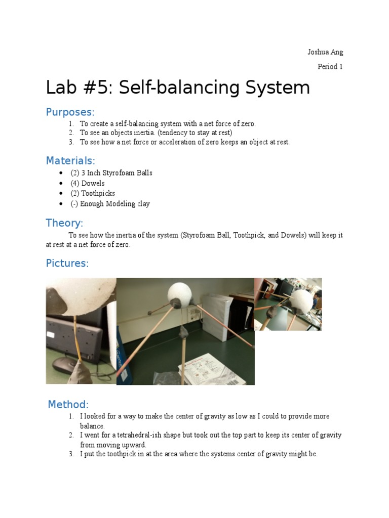 Self-Balancing System Lab Analysis | PDF