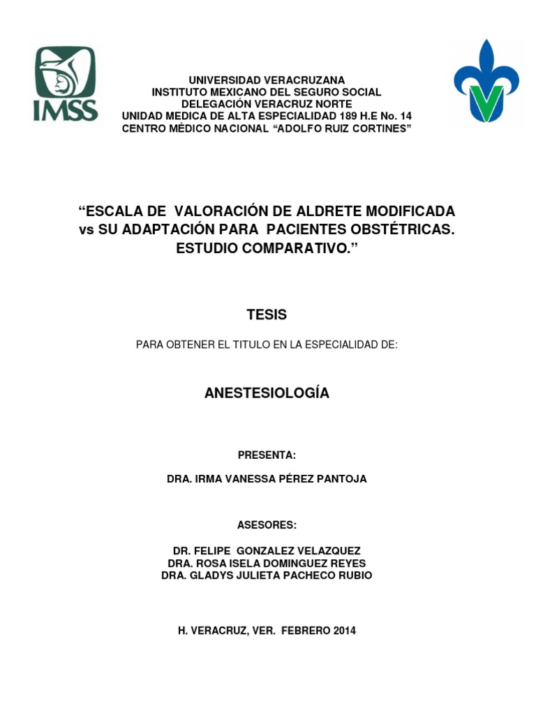 Comparativa de Escalas de Aldrete Modificadas | PDF | Anestesia ...