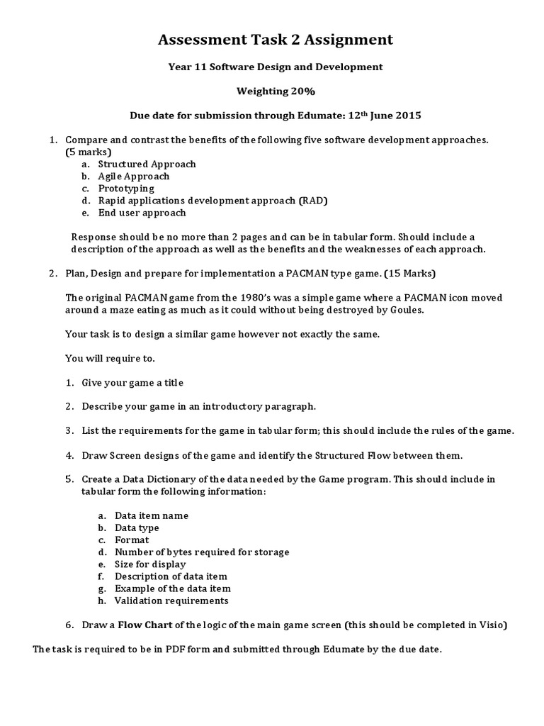 Y11 SDD 2015 Assessment Task 2 Assignment | PDF | Data Type | Software