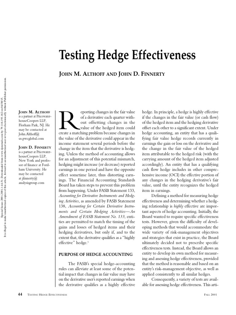 Hedge Effectivenes | Download Free PDF | Hedge (Finance) | Regression ...