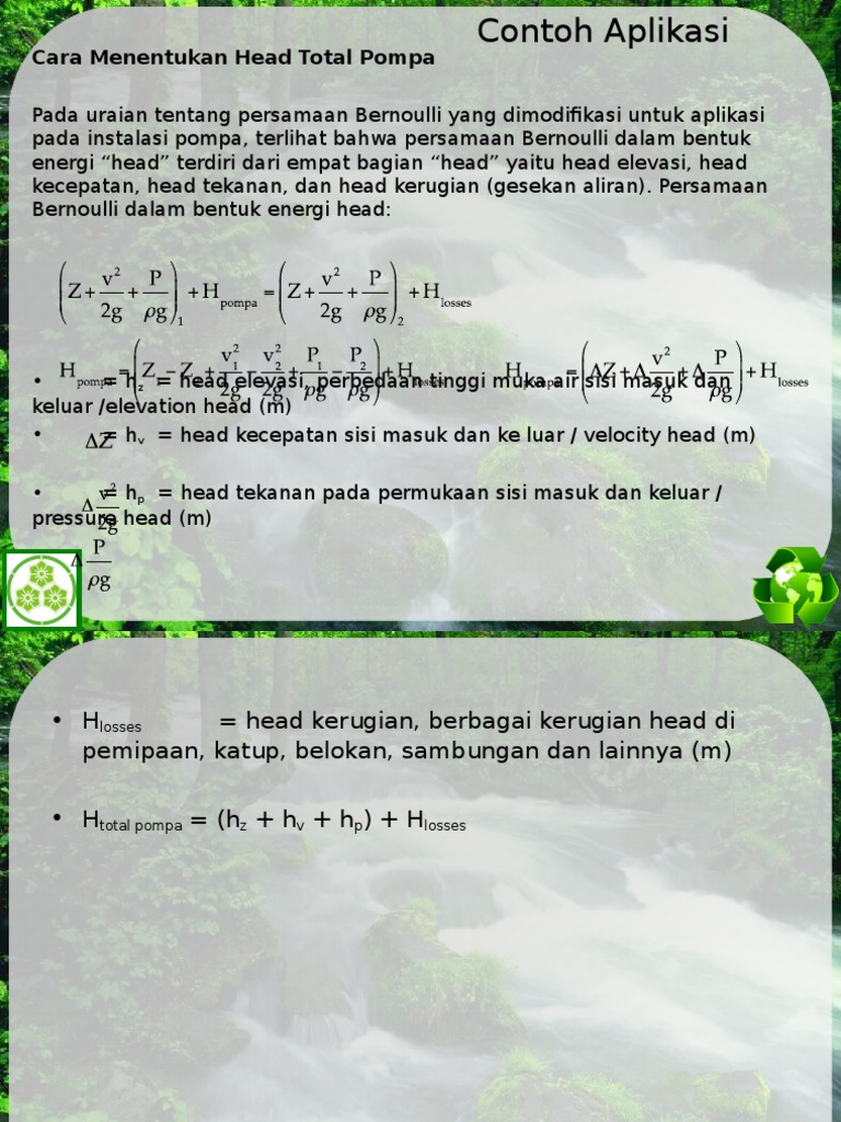 Cara Menentukan Total Head Pompa Dengan Contoh | PDF