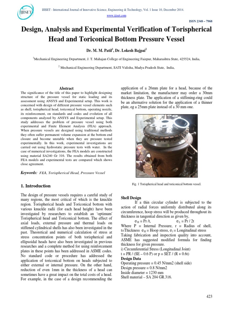 Pressure Vessel - Torispherical Head PDF | PDF | Finite Element Method ...