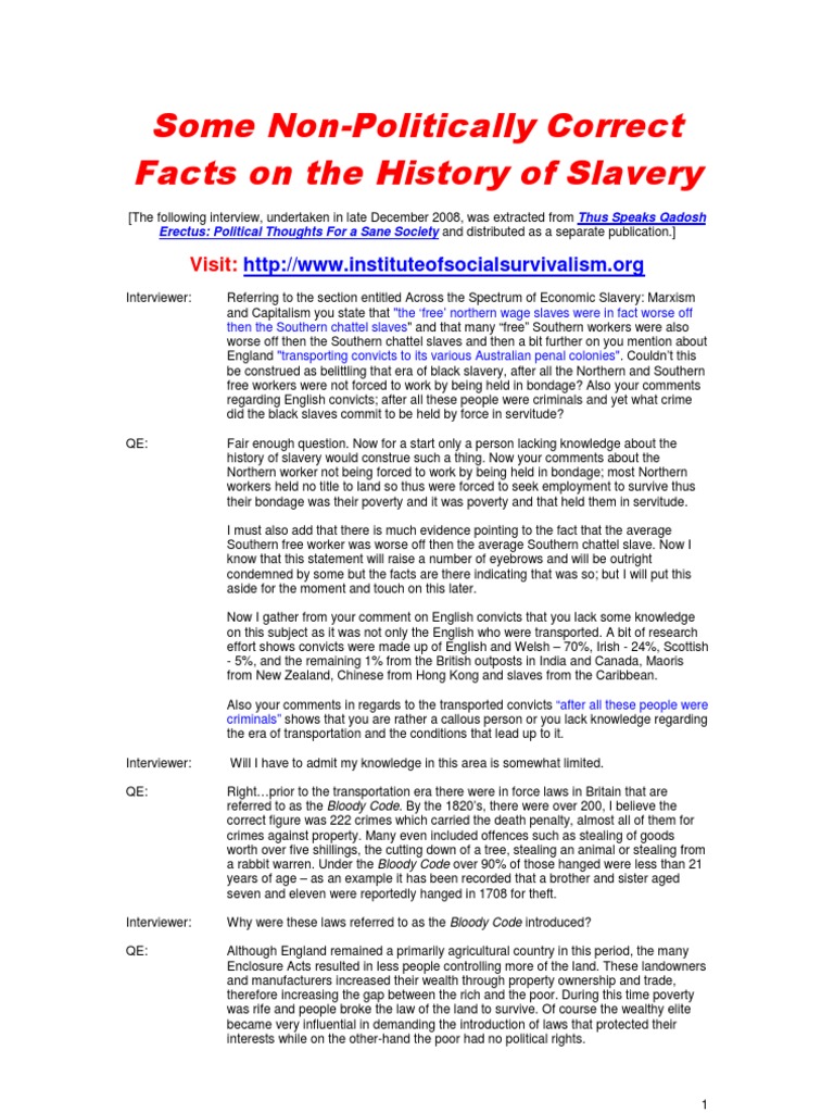 Some Non-Politically Correct Facts On The History of Slavery | PDF ...
