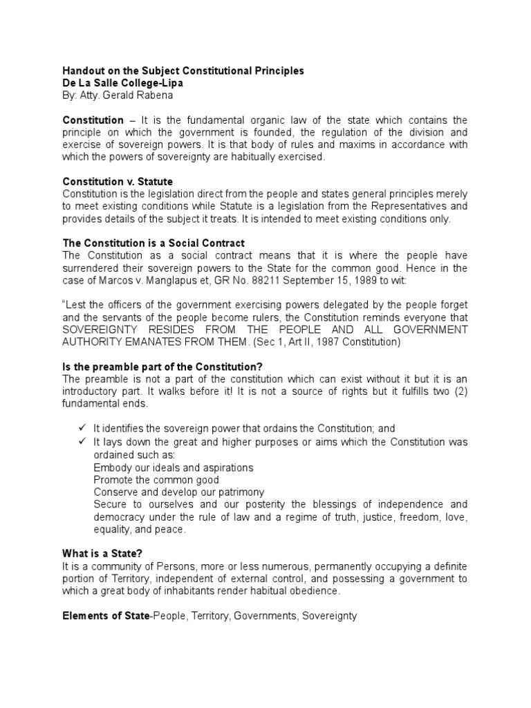Constitutional Principles Guide | PDF | Sovereignty | Citizenship