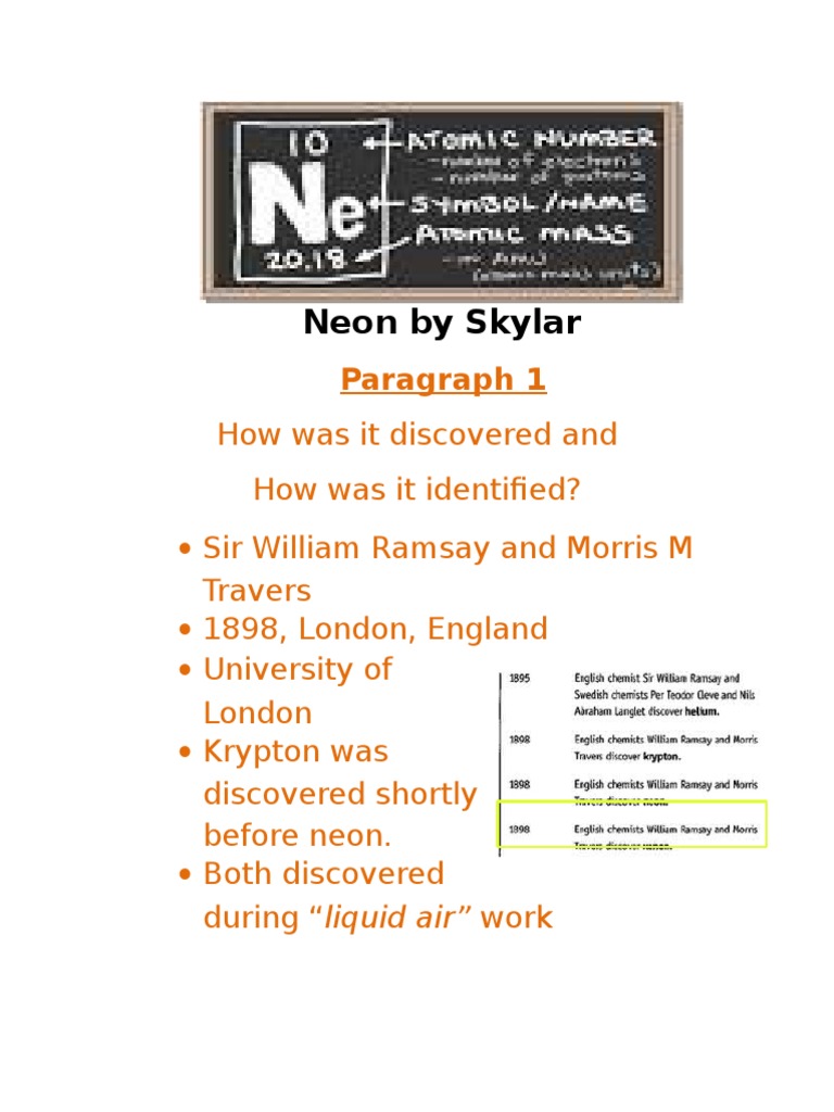 Discovery and Naming of Neon | PDF