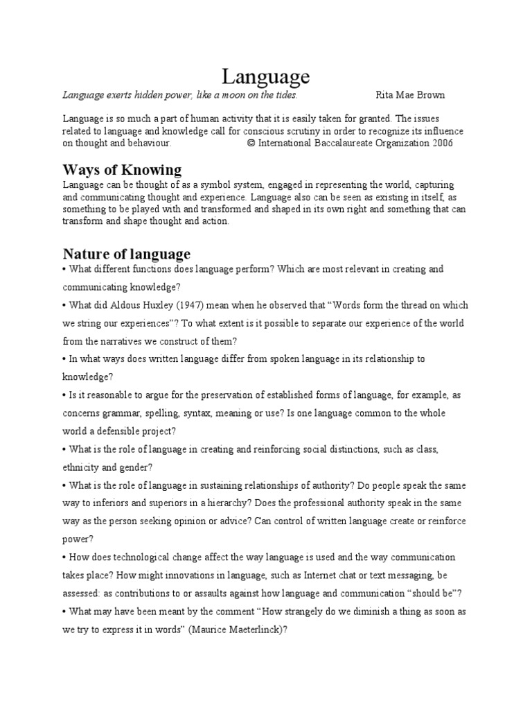TOK Language Guide | PDF | Ambiguity | Knowledge