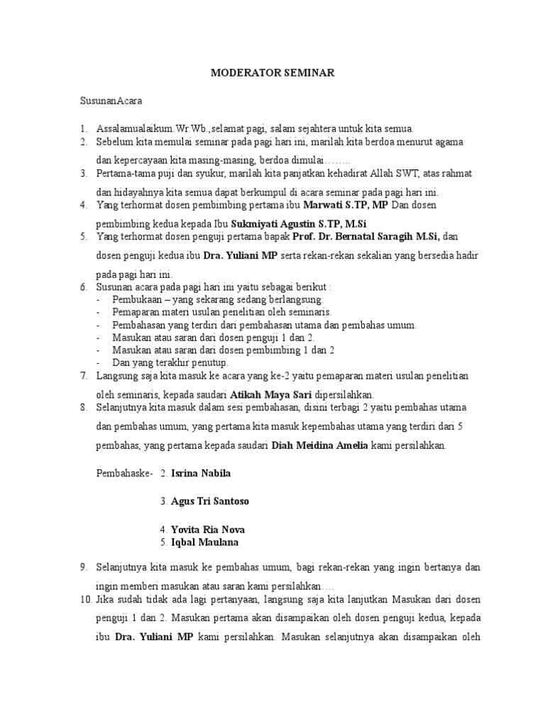 Teks Moderator Seminar | PDF | Pengembangan Diri | Gaya Hidup