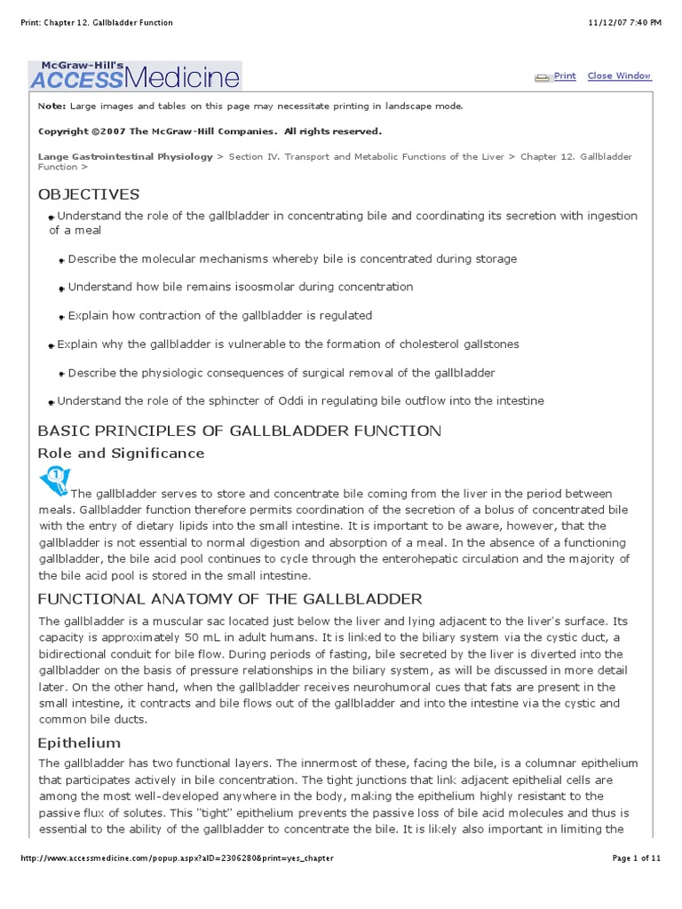 Print - Chapter 12. Gallbladder Function | PDF | Gallbladder | Bile