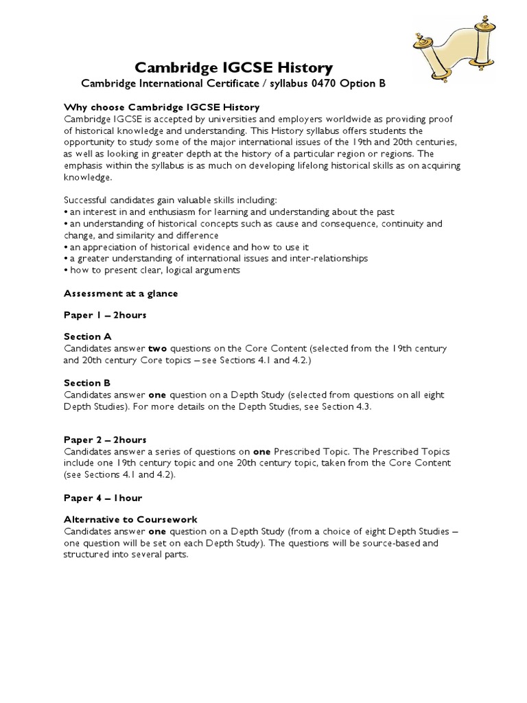 Cambridge IGCSE History | PDF | Curriculum | Question