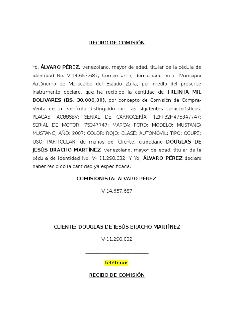 Recibos de Pago de Comisión FD