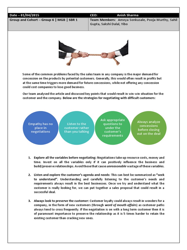 Strategies for Negotiating with Difficult Customers to Achieve Win-Win ...