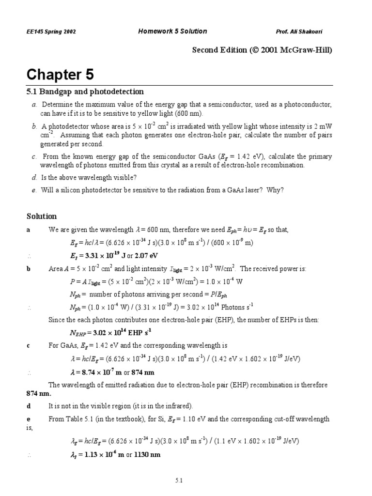 EE145 HMWK 5 Sol | PDF | Covalent Bond | Doping (Semiconductor)