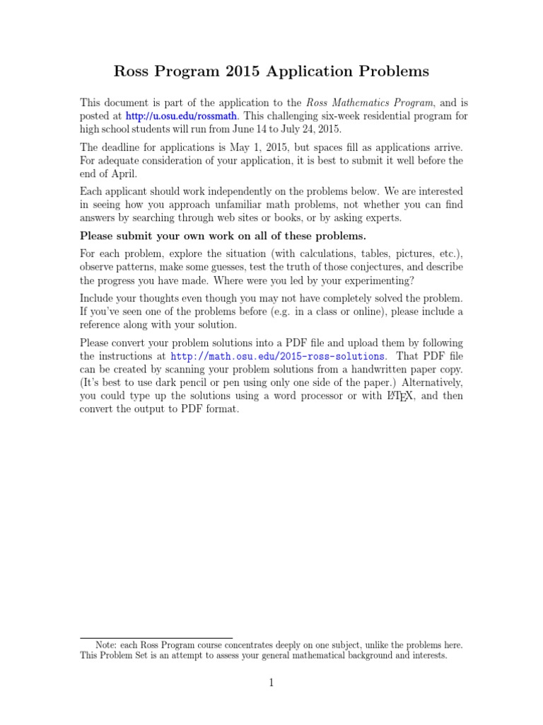 Ross 2015 ProblemSet Revised | PDF | Polynomial | Sequence